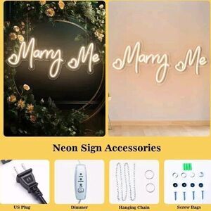 KAEGORT | Party Supplies | Marry Me Neon Sign Dimmable Marry Me Letters ...